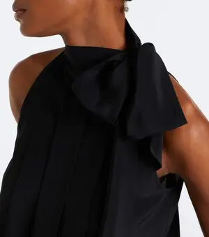 Max Mara Pleated Tie-neck Silk Crêpe De Chine Top