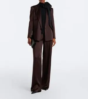 Max Mara Pleated Tie-neck Silk Crêpe De Chine Top