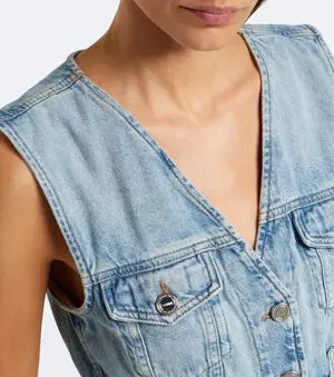 GANNI Peplum Denim Top - Blue