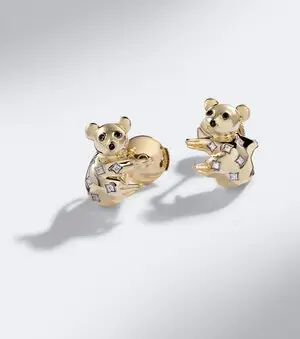 Yvonne Léon Koala Diamond And Enamel Earrings