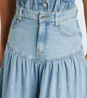GANNI Ruffled Denim Midi Skirt