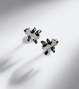 Yvonne Léon Panda 9kt White Gold Earrings With Diamonds