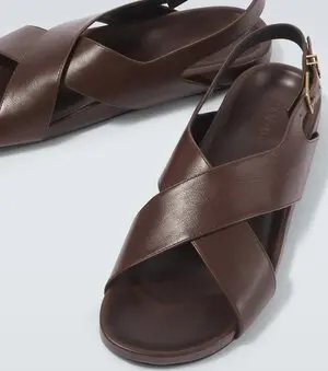 Saint Laurent Helios Cassandre Leather Sandals