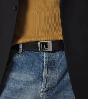 Saint Laurent La 66 Leather Belt - Black