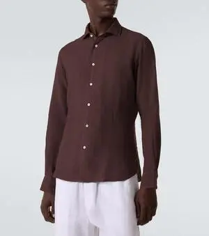 Fedeli Linen Shirt - Brown