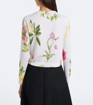 Oscar De La Renta Floral Jacquard Cotton-blend Cardigan