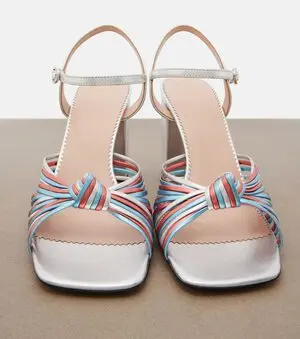 Valentino Garavani Metallic Leather Sandals - Silver