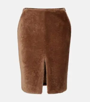 Saint Laurent Shearling Pencil Skirt