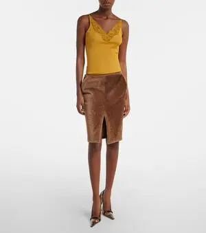 Saint Laurent Shearling Pencil Skirt