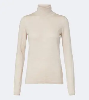 Brunello Cucinelli Cashmere And Silk Turtleneck Sweater - Beige