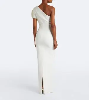 Safiyaa One-shoulder Gown In Verdant Crêpe - White