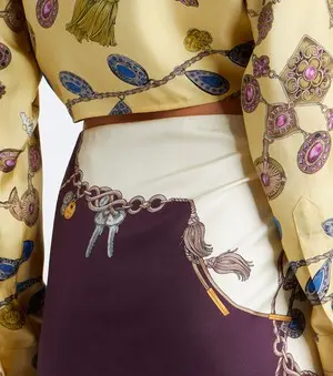 Versace Printed Silk Twill Wrap Skirt - Purple