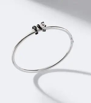 Yvonne Léon 9kt White Gold Diamond And Enamel Panda Bangle