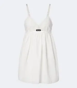 Miu Miu Embroidered Cotton And Linen-blend Mini Dress - White