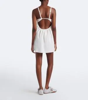 Miu Miu Embroidered Cotton And Linen-blend Mini Dress