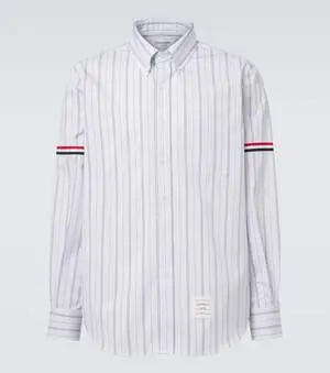 Thom Browne 4-bar Striped Cotton Shirt - Grey