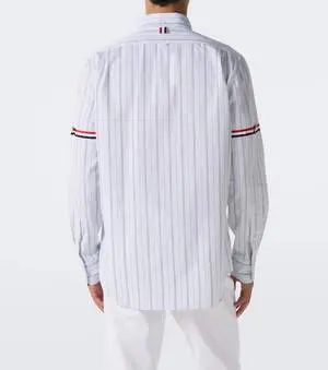 Thom Browne 4-bar Striped Cotton Shirt - Grey