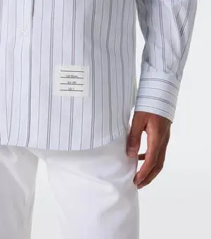 Thom Browne 4-bar Striped Cotton Shirt - Grey