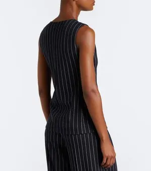 Max Mara Striped Virgin Wool Blend Vest - Blue