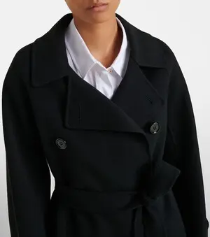 Max Mara Double-breasted Virgin Wool Coat - Black