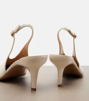 Chloé Suzie Leather Slingback Pumps - White