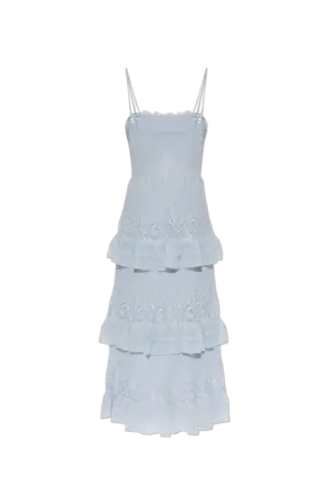 SELF-PORTRAIT Pleated Dress With Lace Inserts