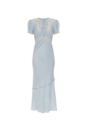 SELF-PORTRAIT Satin Dress With Lace Inserts