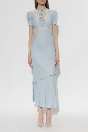SELF-PORTRAIT Satin Dress With Lace Inserts
