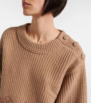 Chloé Lace-trimmed Wool And Cashmere Blend Sweater