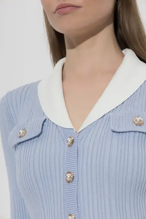 SELF-PORTRAIT Ribbed Dress With Pockets