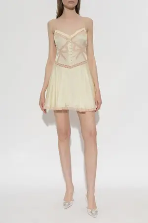 SELF-PORTRAIT Short Dress With Lace Inserts