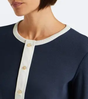 Chloé Ribbed-knit Cotton Jersey Henley Shirt