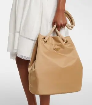Prada Large Re-nylon Bucket Bag - Beige