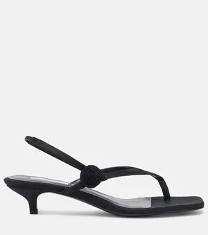 TOTEME Floral Appliqué Suede Slingback Sandals - Black