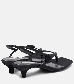 TOTEME Floral Appliqué Suede Slingback Sandals - Black
