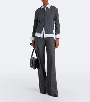 Max Mara Wool-blend Wide-leg Pants - Grey