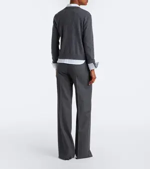 Max Mara Wool-blend Wide-leg Pants - Grey