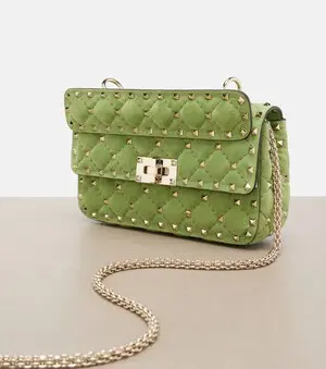 Valentino Garavani Rockstud Spike Small Suede Top-handle Bag