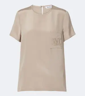 Max Mara Logo Embellished Silk Blouse