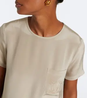 Max Mara Logo Embellished Silk Blouse