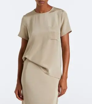 Max Mara Logo Embellished Silk Blouse