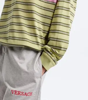 Versace Striped Cotton Jersey Polo Shirt