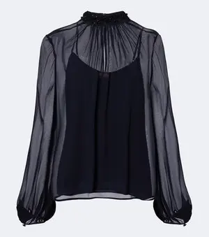 Max Mara Embellished Sheer Blouse
