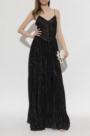 SELF-PORTRAIT Pleated Dress With Metallic Thread