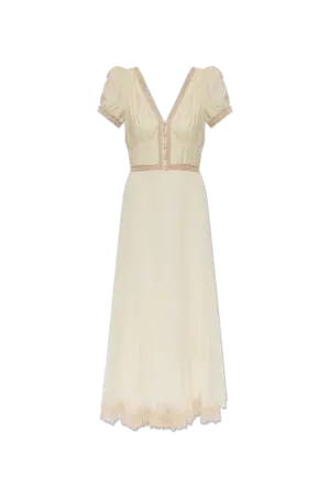 SELF-PORTRAIT Dress With Lace Inserts - Yellow