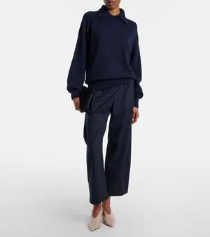 Khaite Roma Virgin Wool Wide-leg Pants - Blue