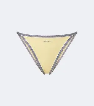 Versace Greca Embroidered Bikini Bottoms - Yellow