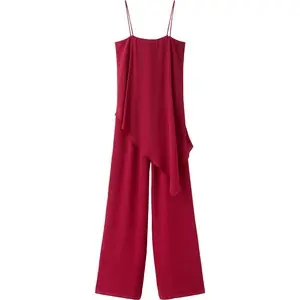 Mango Ruffled Asymmetrical Jumpsuit - Red