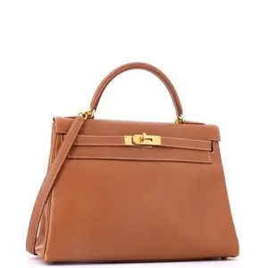 Hermès Kelly Handbag Brown Courchevel With Hardware 32