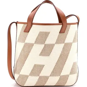 Hermès Cabas H En Biais Tote Canvas With Leather 27 - Gold